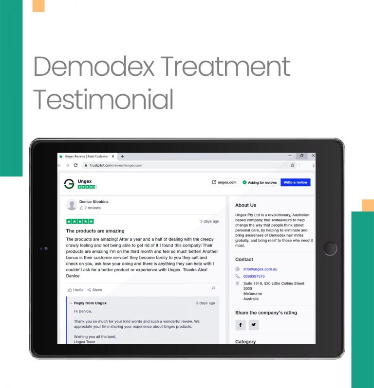 Demodex Treatment Testimonial | Ungex Products